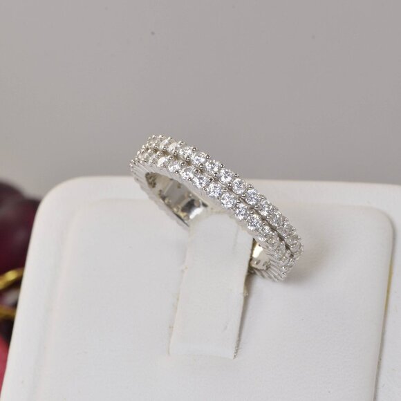 Jewelry | Moissanite Diamond Double Full Eternity Band Ring | Poshmark